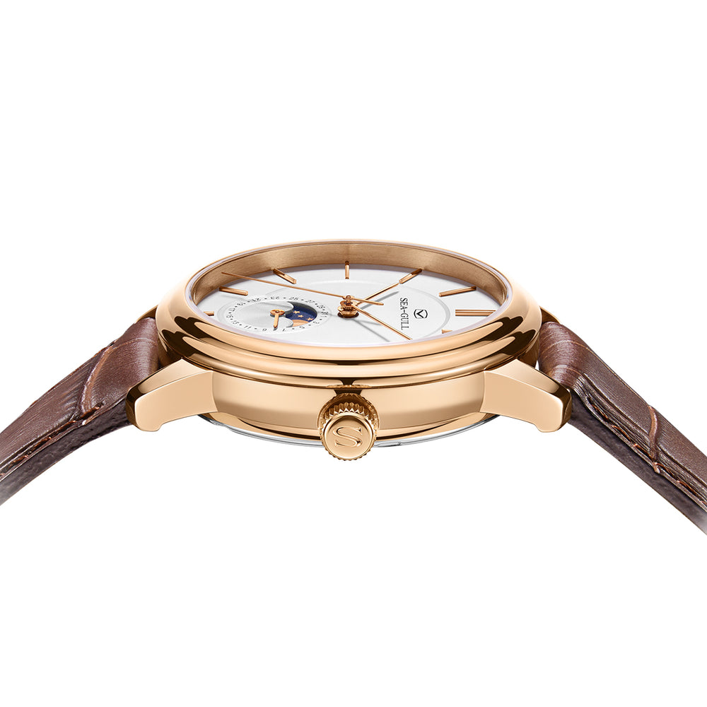 Seagull Moon Phase Ultra-thin Dress Watch Men's Automatic Mechanical ...