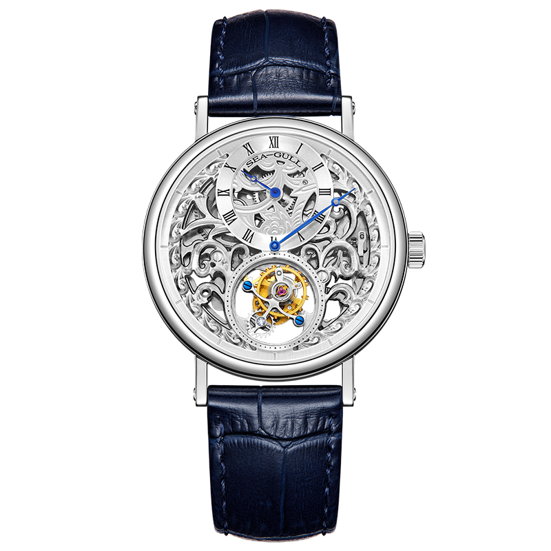 Seagull Skeleton Vine-Patterned Dial Eccentric Axis Tourbillon Men's ...